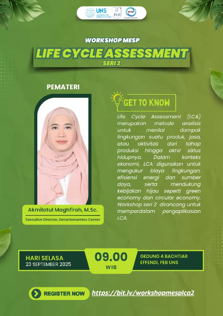 Workshop MESP: Life Cycle Assessment (LCA) SERI 2 - Fakultas Ekonomi ...